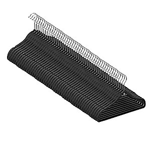 Kids Velvet Hangers, Sturdy and Space Saving Hangers. Black. 50 Pack