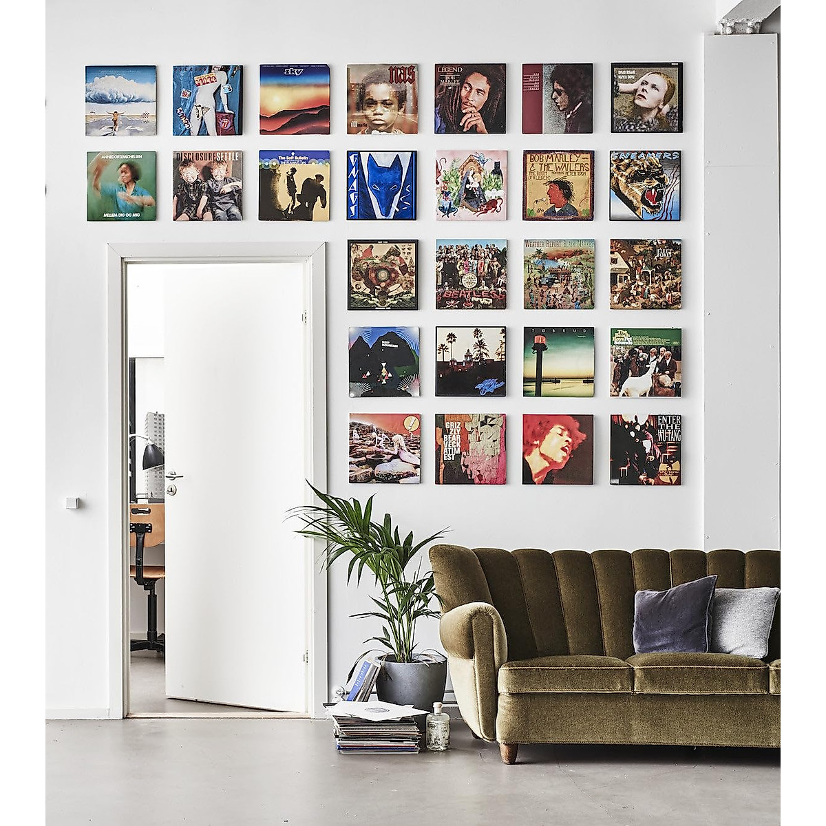 Twelve Inch 4 Bamboo Vinyl Record Wall Mount Display | Floating Album Storage LP Holder with No Frames or Visible Support | Turn Your Living Space Into an Art Gallery with Your Collection 4ECO