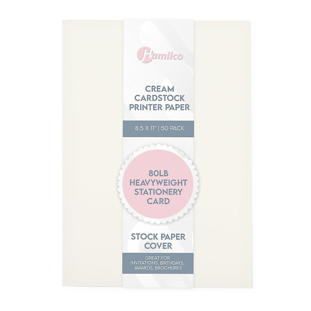Hamilco Cream Colored Cardstock Thick Paper - 8 1/2 x 11" Heavy Weight 80 lb Cover Card Stock for Printer - 50 Pack