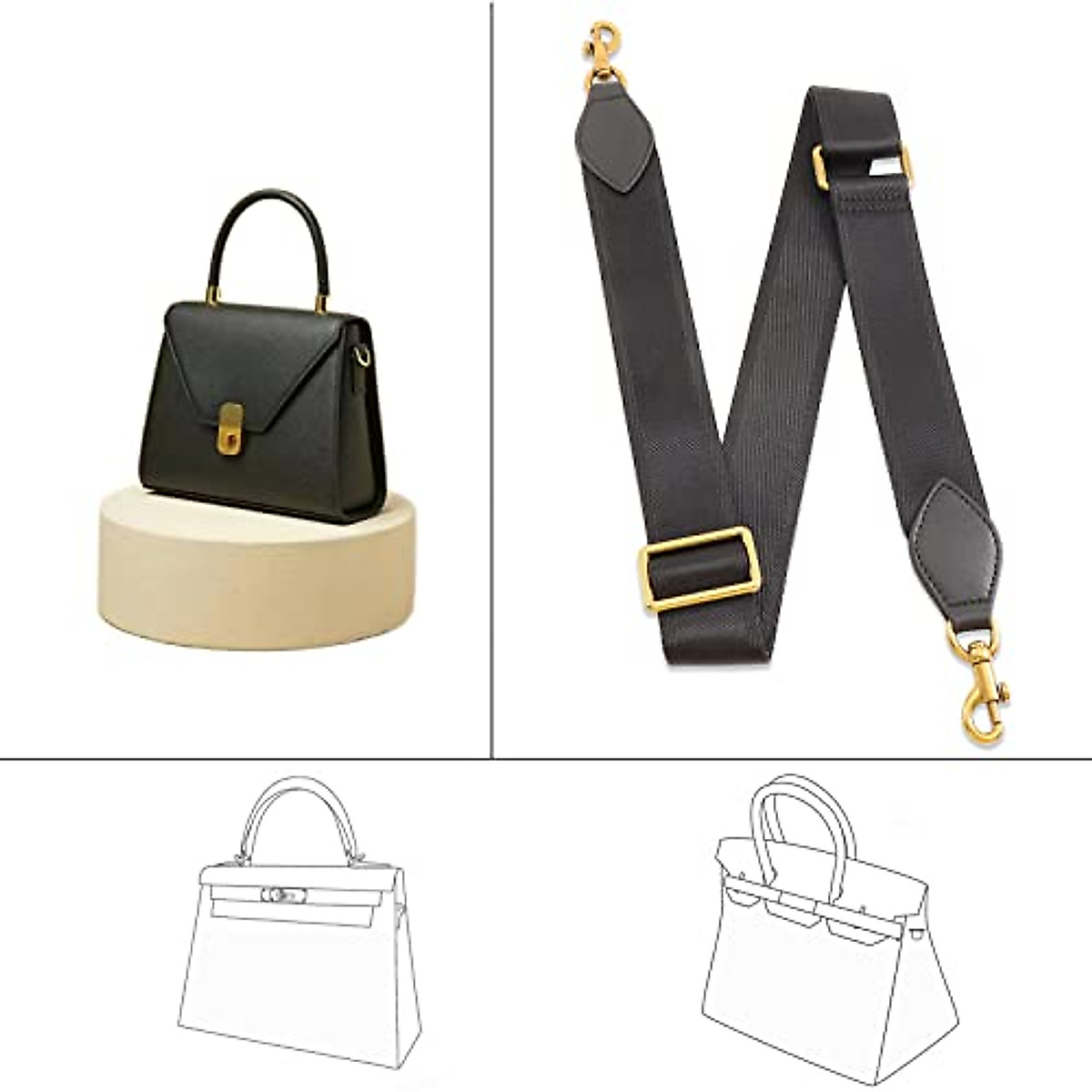 HUADEK Purse Straps Replacement Crossbody Bags Handbag Wide Canvas Leather Adjustable