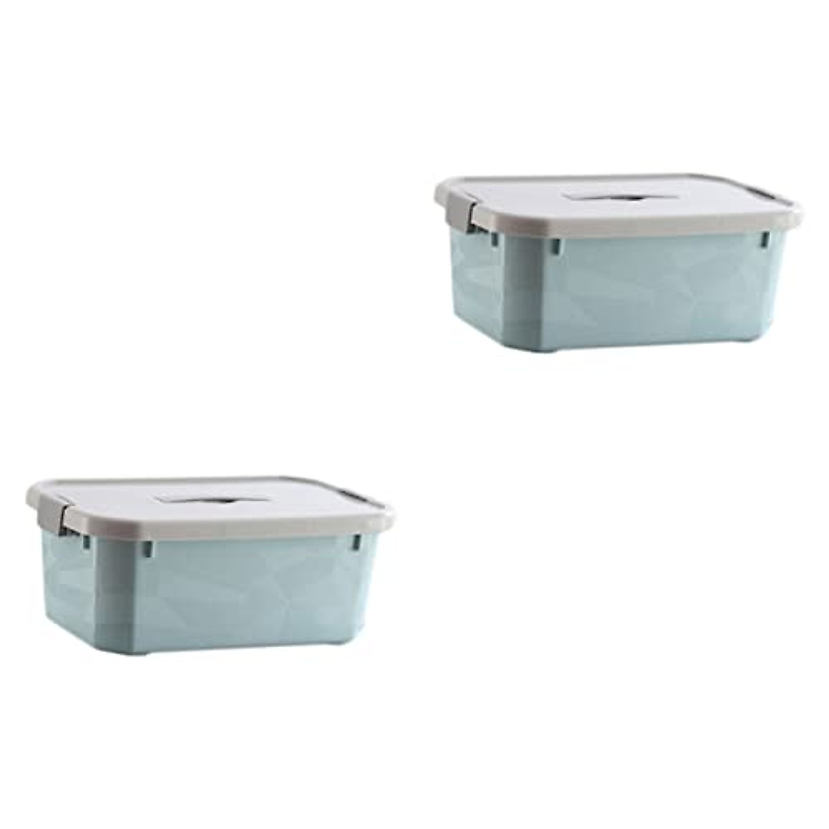 STOBAZA 2pcs box Clothes Baskets Latching Hinged For Laundry Office Stackable File Multi- Multifunctional Blue Storage Case Lid Organizing Size Bedding Pull Holder Container L Tote