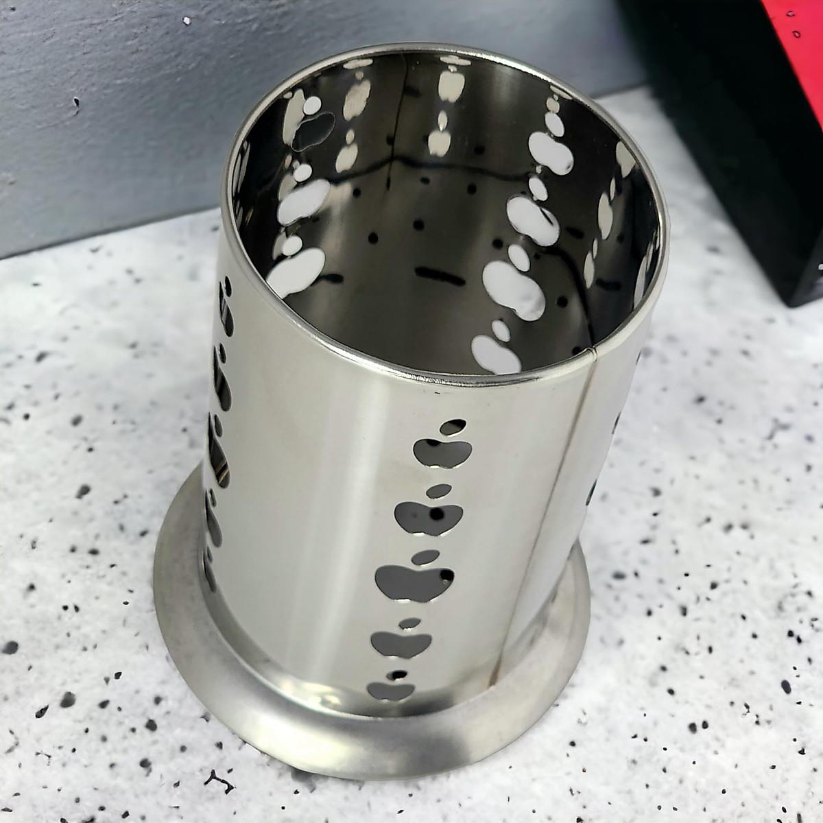 EAR FREE Utensil Holder - Kitchen Space Saver | Organizer for Utensils - 6.49 x 3.93 Inch - stainless steel Silver Holder
