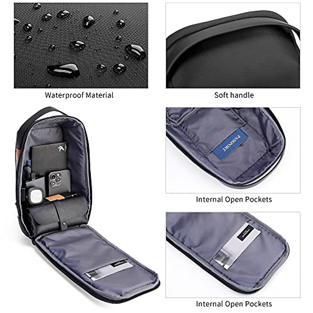 Kingsons Crossbody Bag Sling Backpack - Mini Anti theft Travel Sling Man Bag with Charging Port, Small Chest Shoulder Side Backpack for Traveling, Leisure, Commuting,Fit for 9.7" ipad