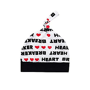Catmama 3PCS Baby Boys Girls My First Valentine's Long Sleeve Heart Breaker Pants with Hat (Black-Long Sleeve, 6-12 Months)