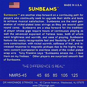 DR Strings Sunbeam - Nickel Plated Round Core 5 String Bass 45-125