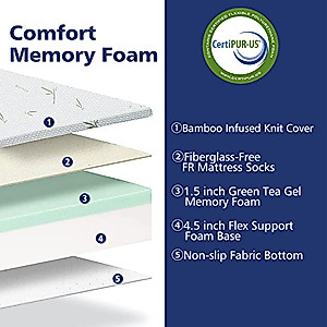 VANCIKI 6 Inch Twin Mattress, Cool Gel Memory Foam Mattresses with Bamboo Pattern Cover Breathable Pressure Relieve Bed Mattress in a Box, CertiPUR-US Certified, Made in USA