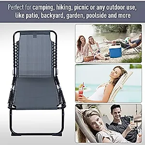 Outsunny Folding Chaise Lounge Pool Chairs, Outdoor Sun Tanning Chairs, Folding, Reclining Back, Steel Frame & Breathable Mesh for Beach, Yard, Patio, Gray