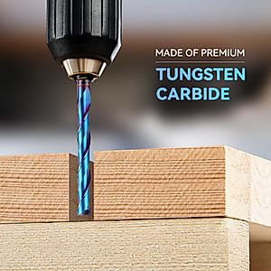 HQMaster Extra Long Spiral Router Bit 1/4 Inch Shank Solid Carbide CNC Router Bit with Nano Blue Coating End Mill for Wood Cut, Carving