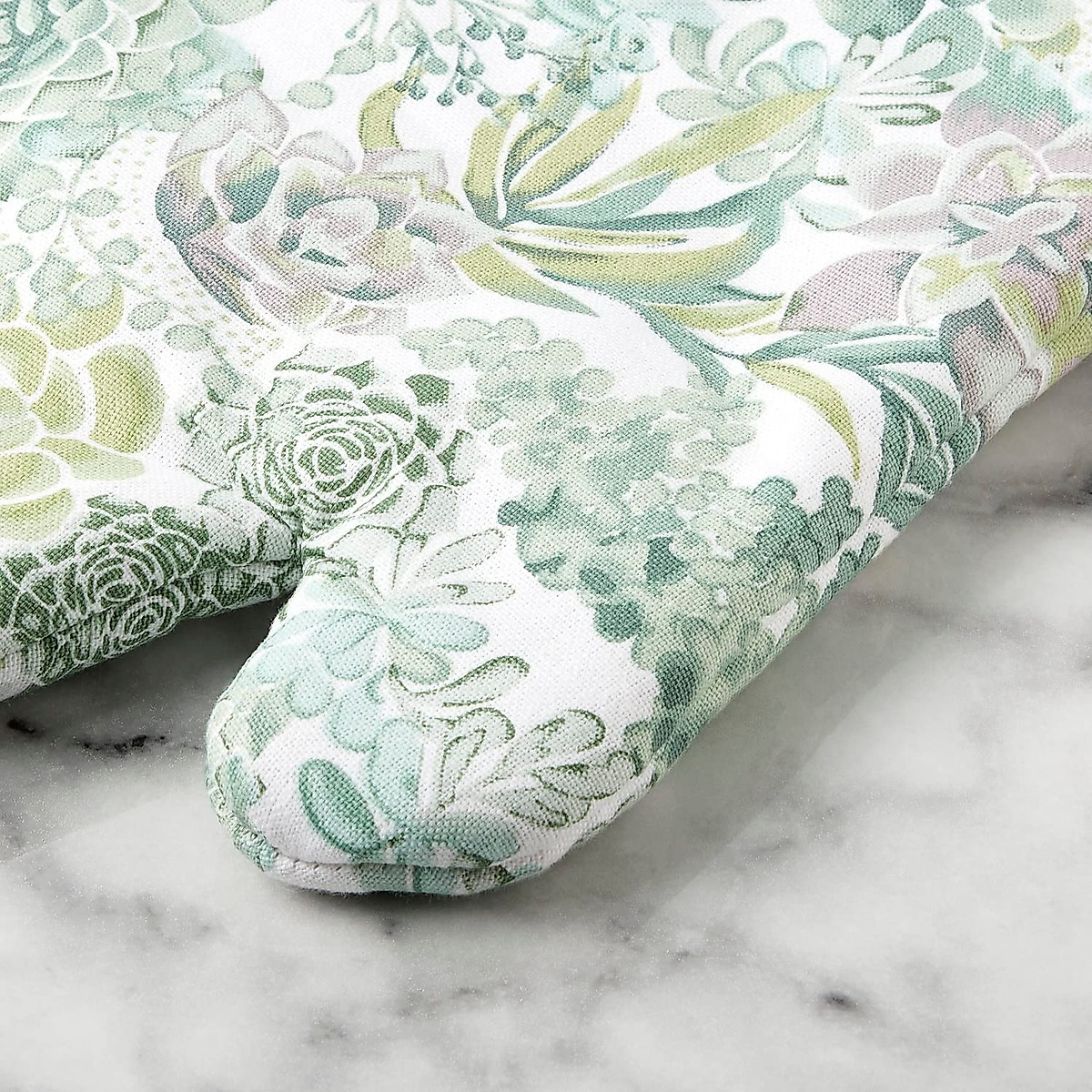 Martha Stewart Succulents Oven Mitt 2-Pack Set, Green, 7"x13"