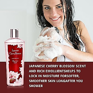 Vital Luxury Japanese Cherry Blossom Shower Gel and Body Cream Set - Nourishing and Moisturizing Daily Skincare - 8 fl.oz / 236mL Each, Birthday Mother's Valentine's Day Gifts for Her and Him