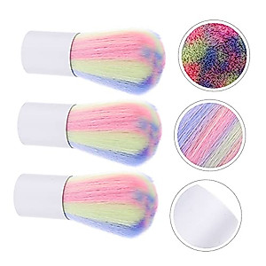 Hemoton 3pcs Colorful Dust Brush Para Uñas Acrilicas Makeup Powder Brush Duster for Cleaning Nail Art Remover Hand Fingernail Brush Cleaner Nail Powder Cleaner Brushes Colorful Grip