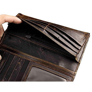 crazy hunter Mens Long Crocodile Head Motorcycle Punk Leather Wallet With a Biker Chain L73