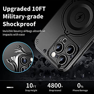 BIBERCAS for iPhone 14 Pro Max Case with MagSafe,3 Stand Way Kickstand, with Camera Protection,Magnetic Case,10FT Military Grade Cover Protection, 6.7 inch - Black