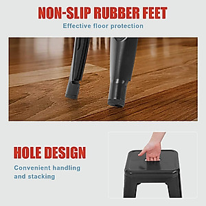 FDW Set of 4 Metal Bar Stools 24 Inches Counter Barstools Indoor/Outdoor Stackable Modern Metal Bar Stools Kitchen Counter Stools Chairs (Black)