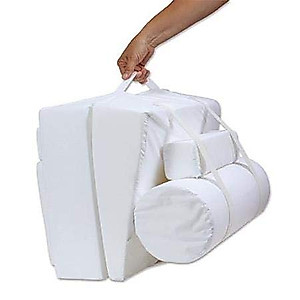 NRG Pregnancy Massage Cushion with Headrest Body Positioning System Full Body Prenatal Pregnancy Face-Down Bolster Cushions - Ideal for Lower Back Pain and After Breast Surgery - Color: White