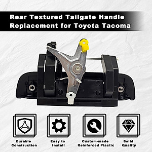 Tailgate Door Handle, Textured Black Handle Compatible with 1995 1996 1997 1998 1999 2000 2001 2002 2003 2004 Toyota Tacoma Pickup Replace# 6909035010 TO1915102 Tail gate Outside Liftgate Lock Latch