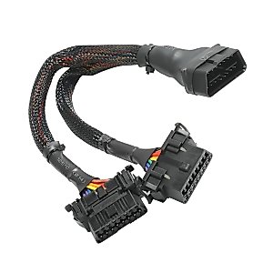 SUJADE YAKEFLY 1FT Thick Wire Underdash Splitter Cable,OBDII 16 Pin Splitter Extension,16pins Male 1 to 2 Female Splitter Y Cable 20awg Thick Wire Underdash Splitter Cable,Fits for Most Cars