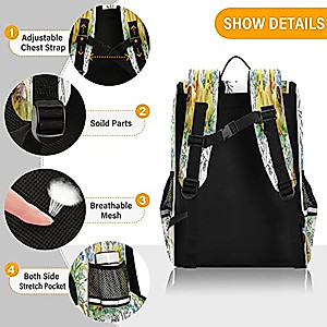 JULYTO Kids Backpack for Boys Girls with Reflective Stripes16 inch Little Fluffy Duck Backpack for School Cute Watercolor Easter School Bag Elementary Student Bookbag Daypack for Travel Hiking