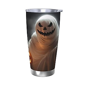 NHJKLWQSZ Halloween Witch 20oz Stainless Steel Tumbler With Lid And Straw, Double Wall Vacuum Insulated Coffee Mug Travel Cups Leak-Proof Lid For Hot And Cold Drinks, Metal Straws And Brush