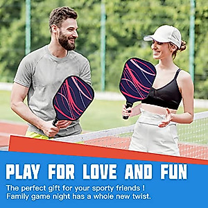 Pickleball Paddles, Pickleball Set of 2 Lightweight Fiberglass Pickleball Rackets, 2 Outdoor & 2 Indoor Pickleball Balls, 2 Extra Ball Retriever and 1 Bag, Polymer Honeycomb Core Pickleball Racquet