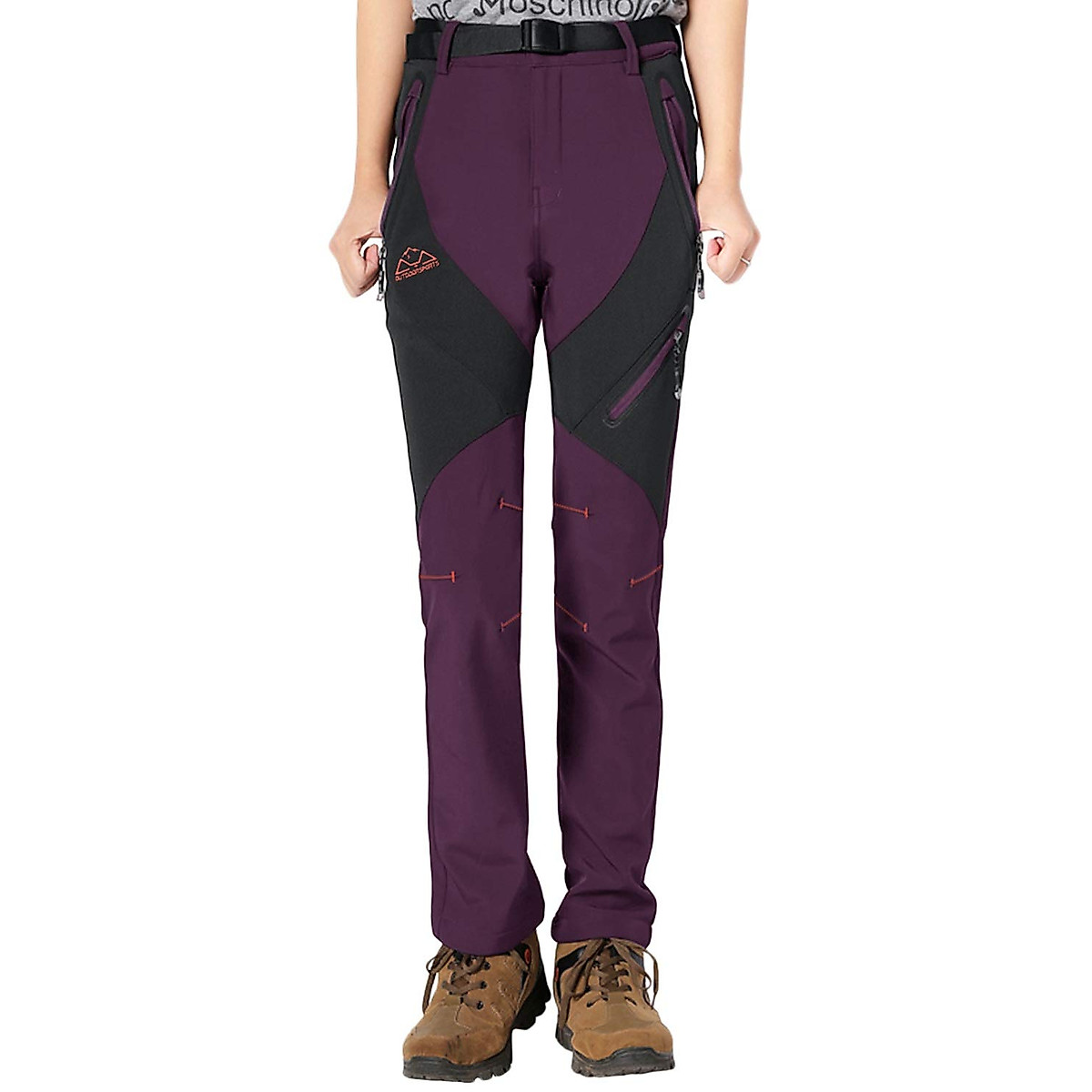 Rdruko Women's Ski Pants Waterproof Insulated Outdoor Hiking Winter Softshell Cold Weather(Purple, US M)