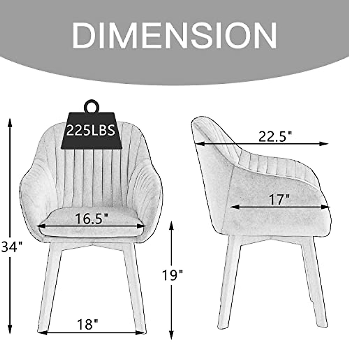 ANOUR Modern Accent Chairs Set of 2, Velvet Kitchen Dining Room Chairs with Wood Legs,Upholstered Arm Chairs for Living Room Bedroom Vanity(Green,2 Pack)