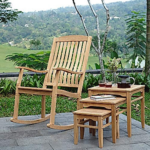 Cambridge Casual Wooden Arie Patio Porch Rocking Chair for Outdoor, Single Item/Natural Teak