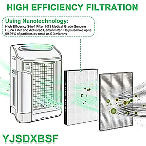 2 pack KC-850U Filter Compatible With Sharp Air Purifier Replacement KC-850U Filter HEPA, Replacement Part # FZ-C100HFU