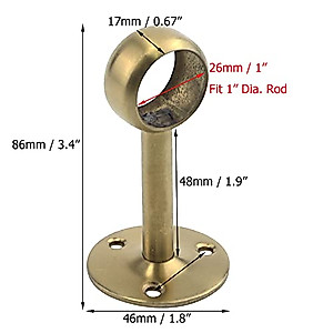 Coshar 4 PCS 1-Inch(25mm) Dia. Heavy Duty Stainless Steel Shower Curtain Closet Curtain Rod Holder Ceiling-Mounted & Wall-Mounted Bracket Closet Pole Flange Sockets Drapery Rods Supports - Gold