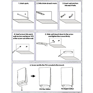 NexiGo Wall Mount Set for Playstation 5 (Disc & Digital), [Space Saving & Improved Airflow] Sturdy Steel Wall Stand Holder Mount PS5 Console Near or Behind TV w/Controller Holder & Headphone Hanger