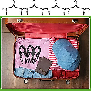 Folding Travel Hangers Foldable with Clips Folding Clothes Hangers Portable Foldable Hangers Collapsible Coat Hanger Travel Drying Rack for Clothes (Black, 12 Pieces)