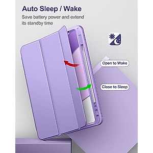 SURITCH for iPad Pro 6th/5th/4th/3rd Generation, iPad Pro 12.9 Case, [Built in Screen Protector] [Pencil Holder] Lightweight Leather Cover for iPad Pro 2022/2021/2020/2018-Purple