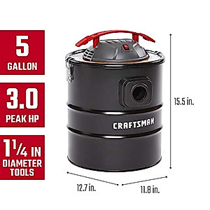CRAFTSMAN CMXEVBE17585 5 Gallon 3.0 Peak HP Ash Vacuum with Attachments