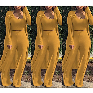 HANMAX Women's Tracksuit Winter Autumn Knitted Long-sleeved Blazer Coat Tank Long Pants Three Piece Sets Outfit