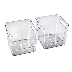 The Lakeside Collection Plastic Storage Baskets for Kitchen and Closets - Square - Set of 2
