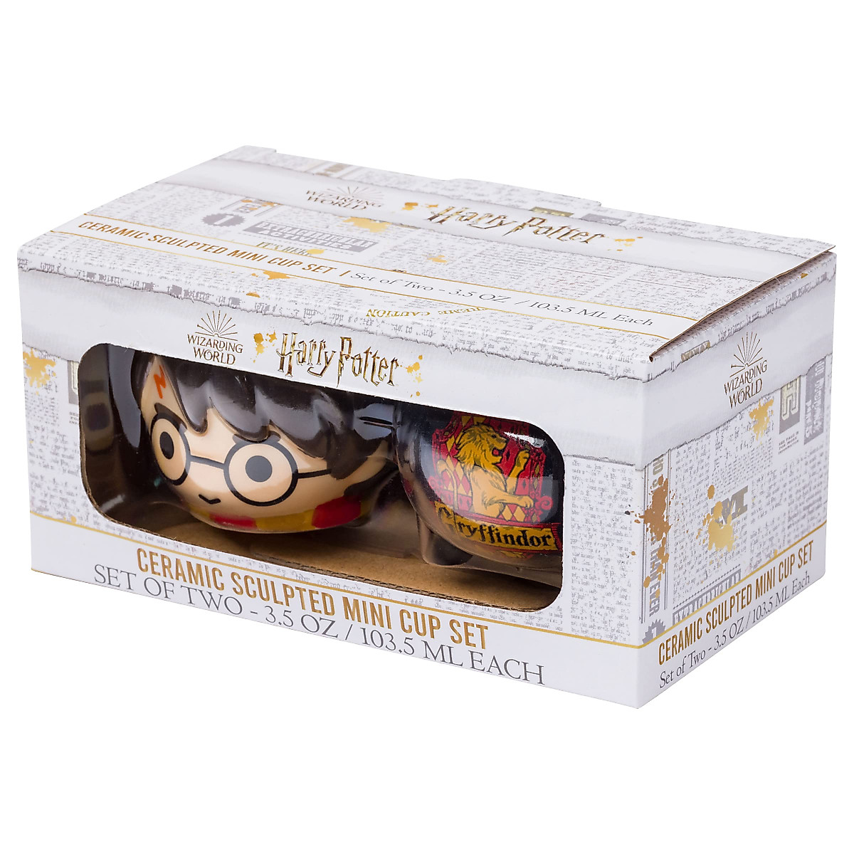 Silver Buffalo Harry Potter Gryffindor Cauldron 2pc Ceramic 3D Sculpted Mini Cup Set, Perfect as a Sugar, Cream, or Milk set, 3.5 Ounces