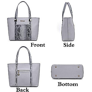 Rullar Women 6 Pcs Bag Set Stitching Handbag and Purse PU Top-handle Bag Tote Clutch Wallet Card Holder Rose