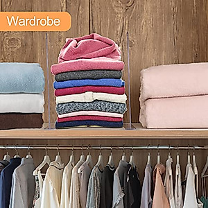 Fixwal 8pcs Acrylic Shelf Dividers, Clear Shelf Divider for Closets, Plastic Shelve Divider for Clothes Separators, Wood Shelves Organizer for Bedroom, Kitchen, Office, Cabinets, Bathroom