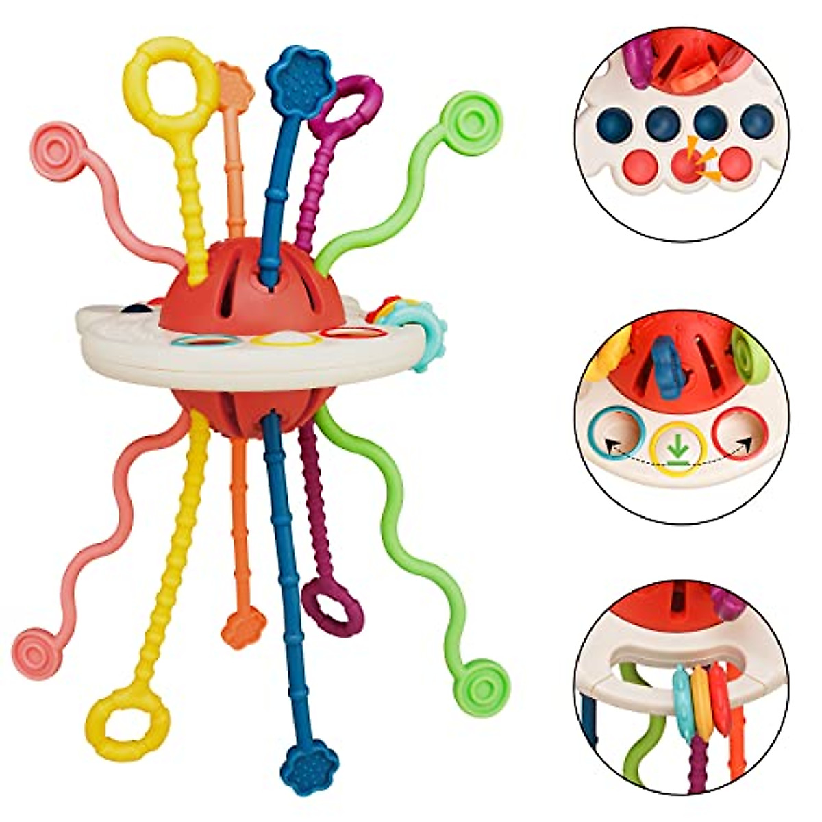 Aprilwolf Sensory Montessori Toys for 1+ Year Old, Food Grade Silicone, Baby Pull String Activity Toy, Fine Motor Skills Travel Toys, Birthday Gifts for Infant 6 12 Months Boys Girls