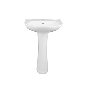 DeerValley DV-1P525 Ally 20" X 17" Modern U-Shape White Ceramic Pedestal Bathroom Sink With Overflow