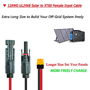 Magiktech 12AWG 25FT Solar to XT60 Cable,Solar Charge Cable with XT60 Female Adapter for Power Stations Solar Generators