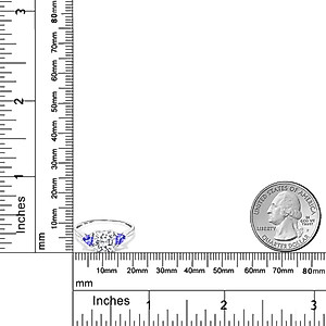 Gem Stone King 10K White Gold Multi Color Multi 3-Stone Engagement Ring For Women (1.92 Cttw, 7MM Cushion and 4MM Trillion, Available In Size 5, 6, 7, 8, 9)