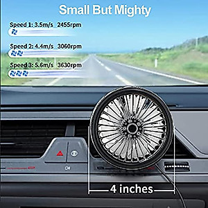DEGEOBERLIN Car Fan USB Powered Fans Cooling Air Fan With Coloured Light Clip 360°Adjustable Vehicle Fan Portable Fan for Car Truck SUV RV Auto (Black)