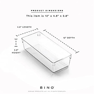 BINO | Oblong Plastic Drawer Organizer Bin, 2 Pack | THE ARTISAN | Multi-Purpose | Durable | BPA-Free | Desk Drawer Organizer | Vanity Organizer | Bathroom Drawer Organizer | Makeup Drawer Organizer