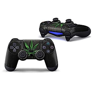 SKINOWN Skin Sticker Protective Cover for PS4 PlayStation Controller Black Weeds