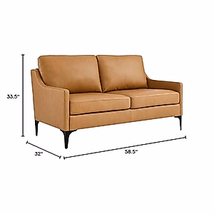 Modway Corland Upholstered Leather, Loveseat, Tan