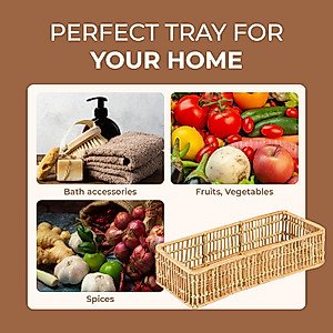 Xavia Handicrafts Rattan Woven Bathroom Organizers and Storage | Woven Over Toilet Paper Holder for Bathroom Countertop Organizing | Diaper Caddy Accessories for Bathroom Shelves Over Toilet