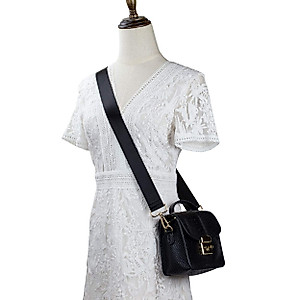 Allzedream Wide Purse Strap Replacement Crossbody Shoulder Bag Adjustable (Black Gold)