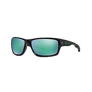 Oakley Men's OO9225 Rectangular Sunglasses, Black Ink/Jade Iridium Polarized, 60mm