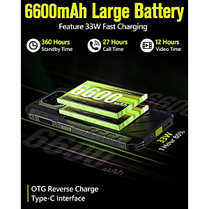 Ulefone Armor 22 Rugged Cell Phones, 16+128GB, 64MP+64MP Dual Cameras, Android 13, 6600mAh, 33W Fast Charging, 3-Card Sot, Face/Fingerprint Unlock, NFC/GPS, 4G LTE Unlocked Smart Phone (Green)